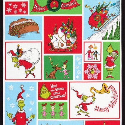 The Grinch Panel in Green From Dr Seuss's How the Grinch - Etsy