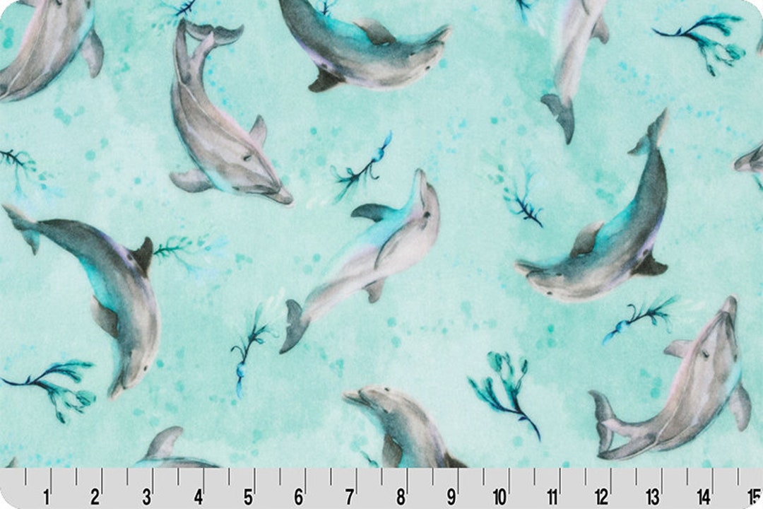 Flipper Dolphins Digital Cuddle® in Saltwater Blue by Shannon Fabrics ...