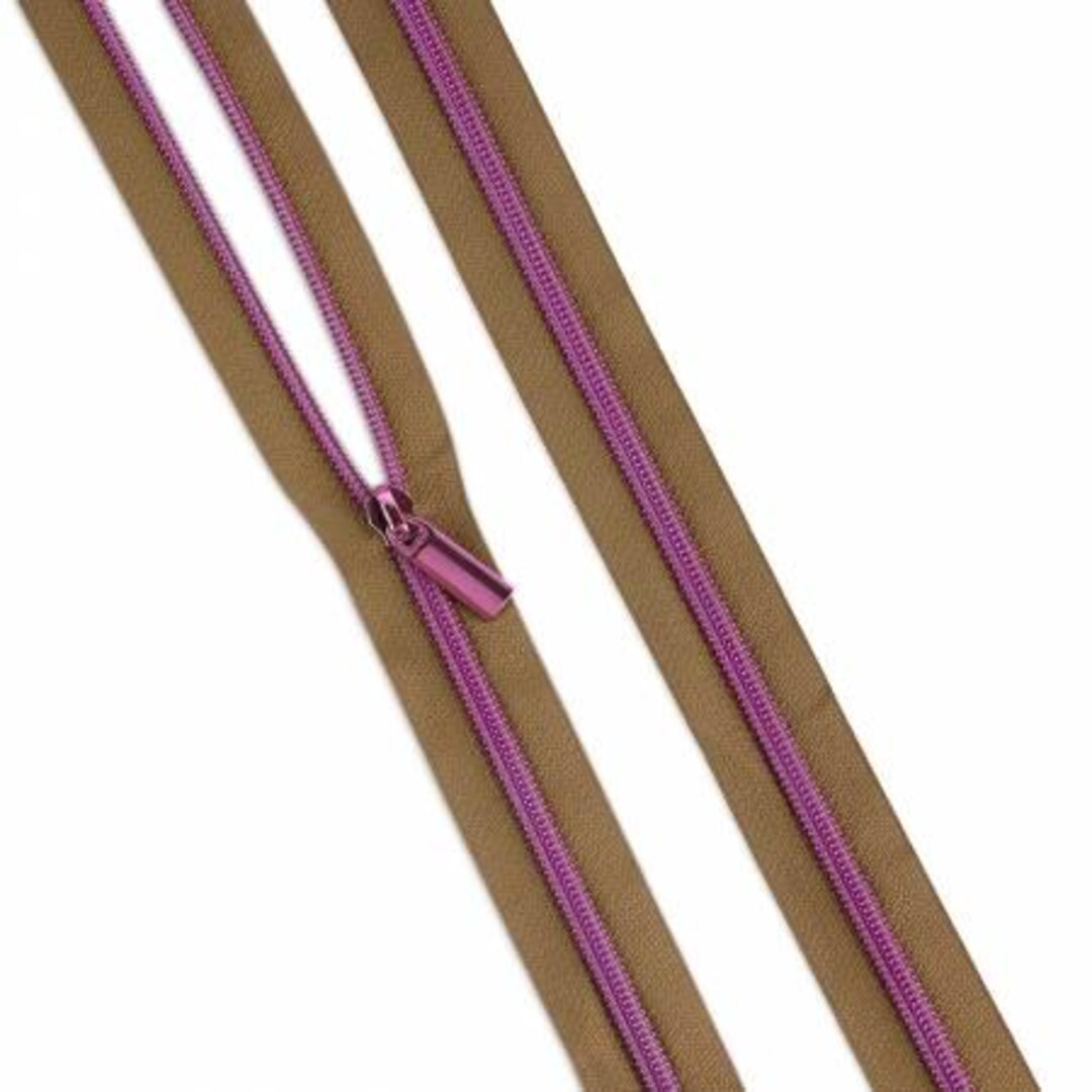 Natural #5 Nylon Tula Pink Coil Zipper 3yds and 9 Pulls From Sallie ...