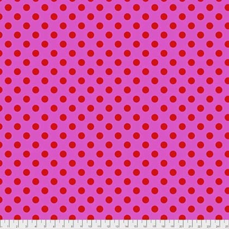 Tula Pink Pom Pom Polka Dots in Pink Peony From True Colors Pom Poms ...