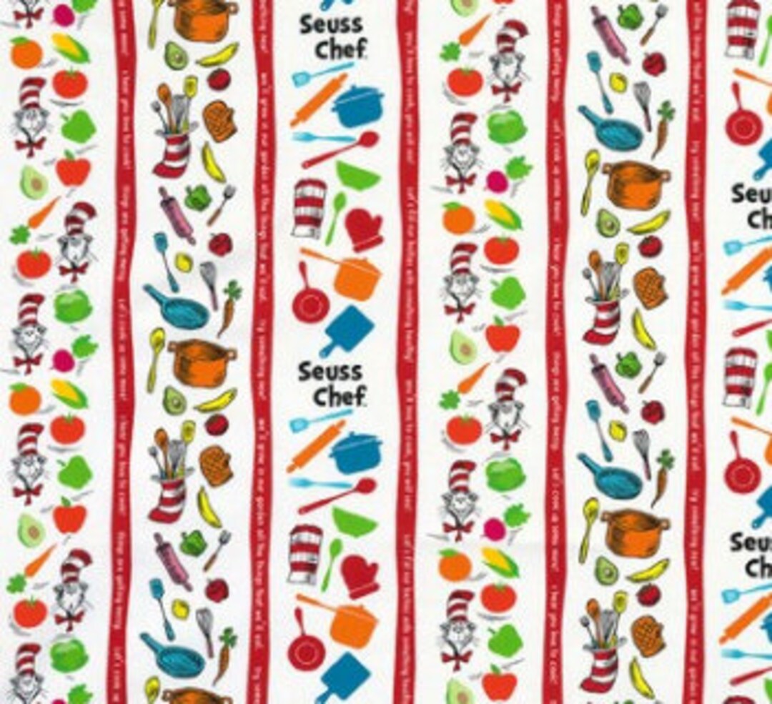 Cooking Food Stripes From Dr. Seuss Chef Collection by Robert Kaufman ...