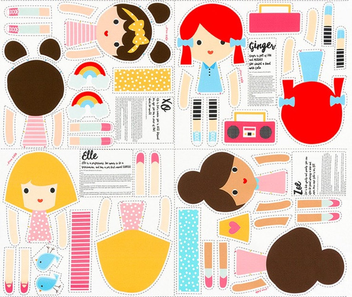 Girlfriends Doll Panel ginger Zoe XO and Elle From Robert - Etsy