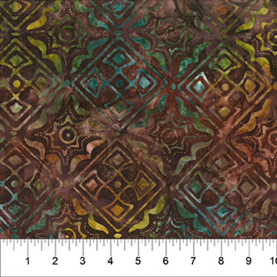 Batik Fabric - Brown Geometric Pattern From Destination Amazon ...