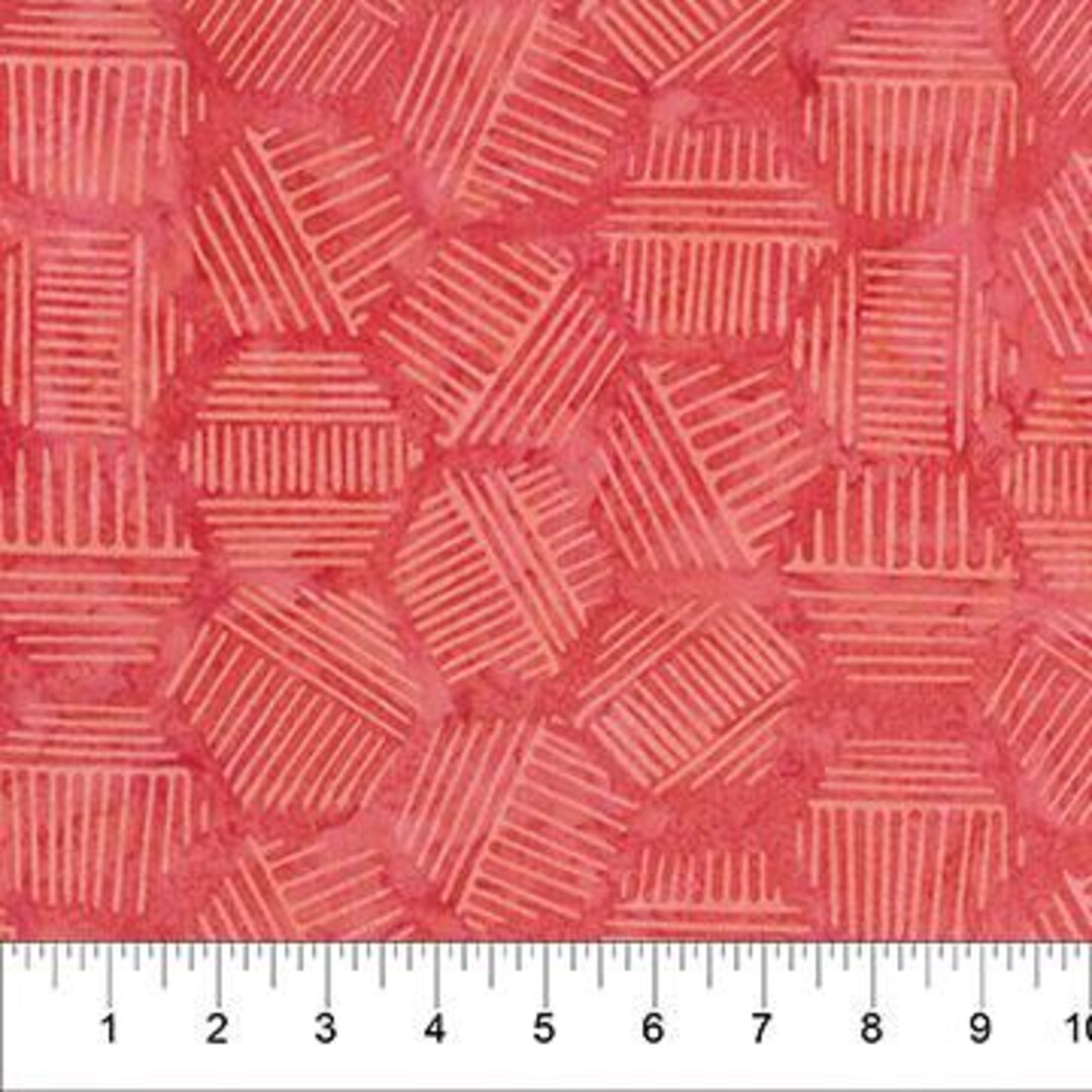 Batik Fabric - Hexagon Texture in Grapefruit From the Hexies Collection ...