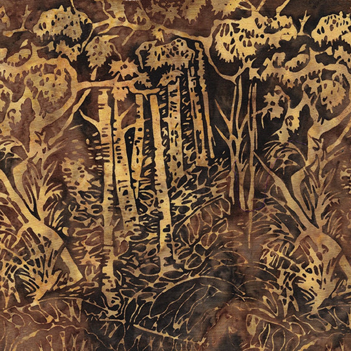 BATIK FABRIC - Trees in the Garden in Nutmeg From Autumn Sunset ...