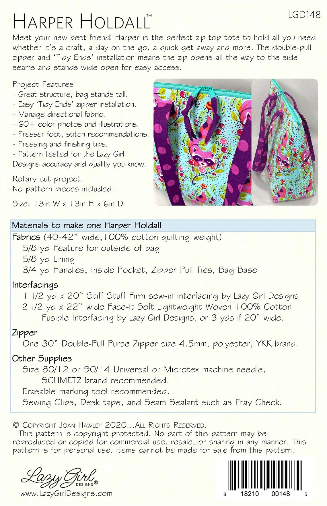 Harper Holdall Bag Pattern From Lazy Girl Designs - Etsy