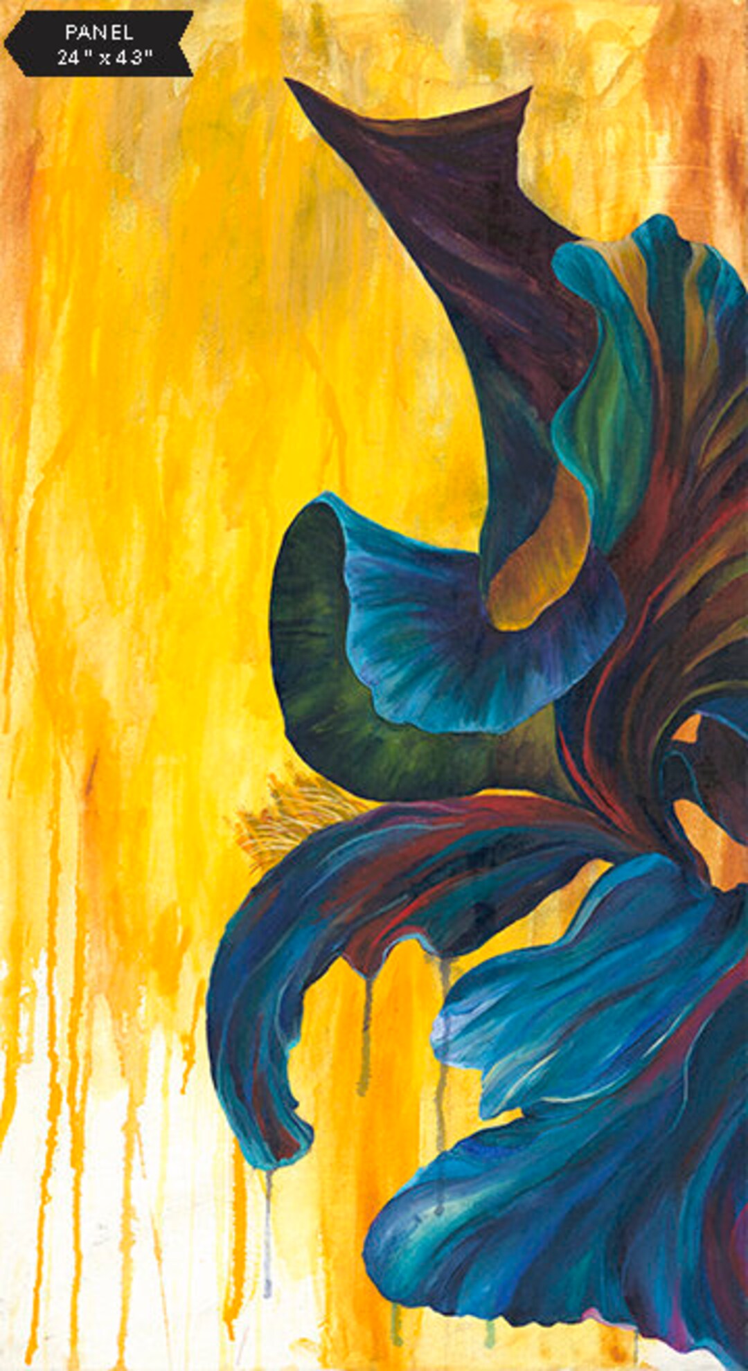 Artistic Abstract Bearded Iris A FABRIC PANEL (approx 24"x44") From ...