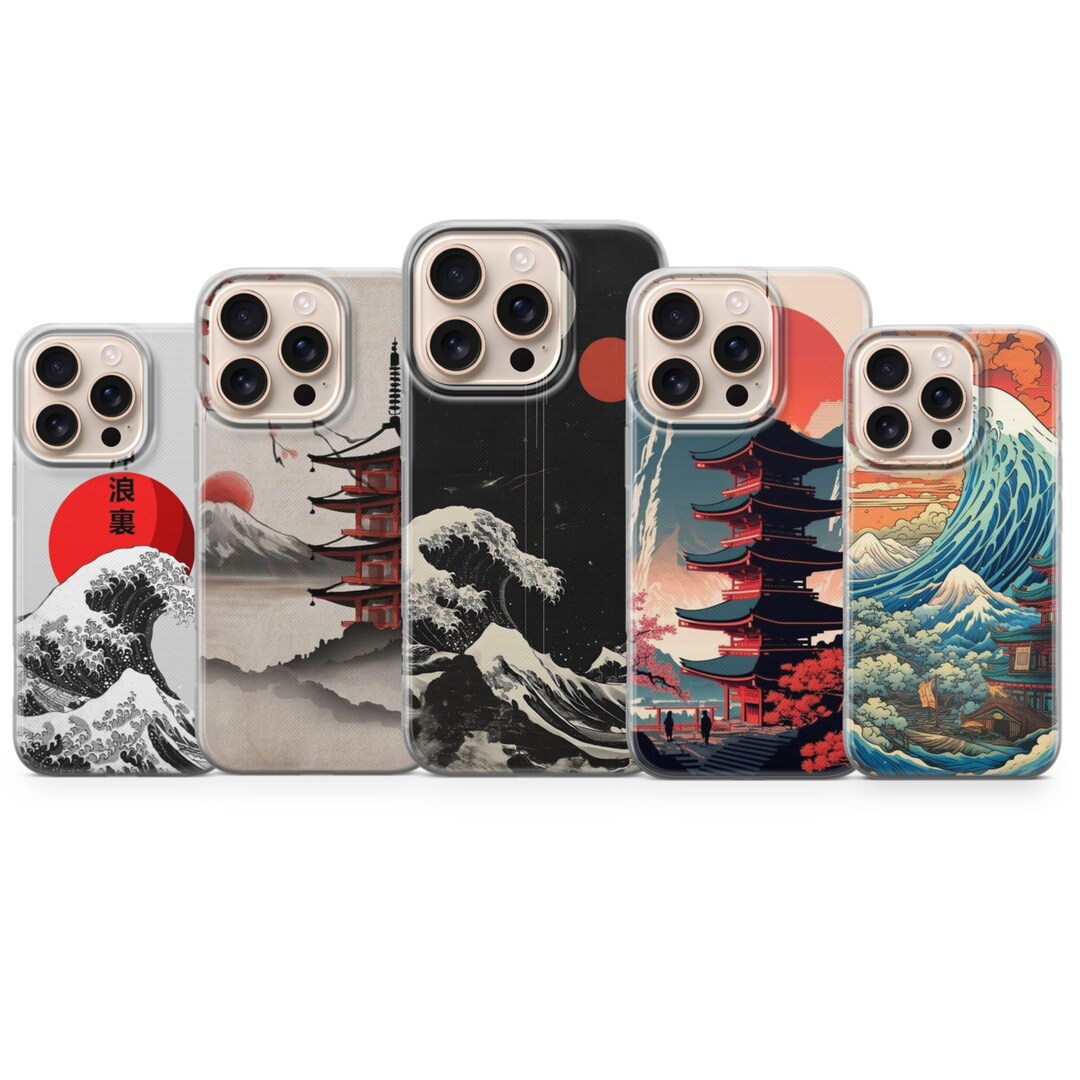 Japanese Phone Case Anime Art Wave Cover for iPhone 17 Pro Max, 16e, 15 ...