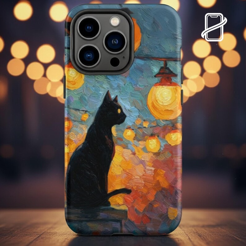 Café Terrace at Night Black Cat Phone Case – Van Gogh Inspired Tough ...