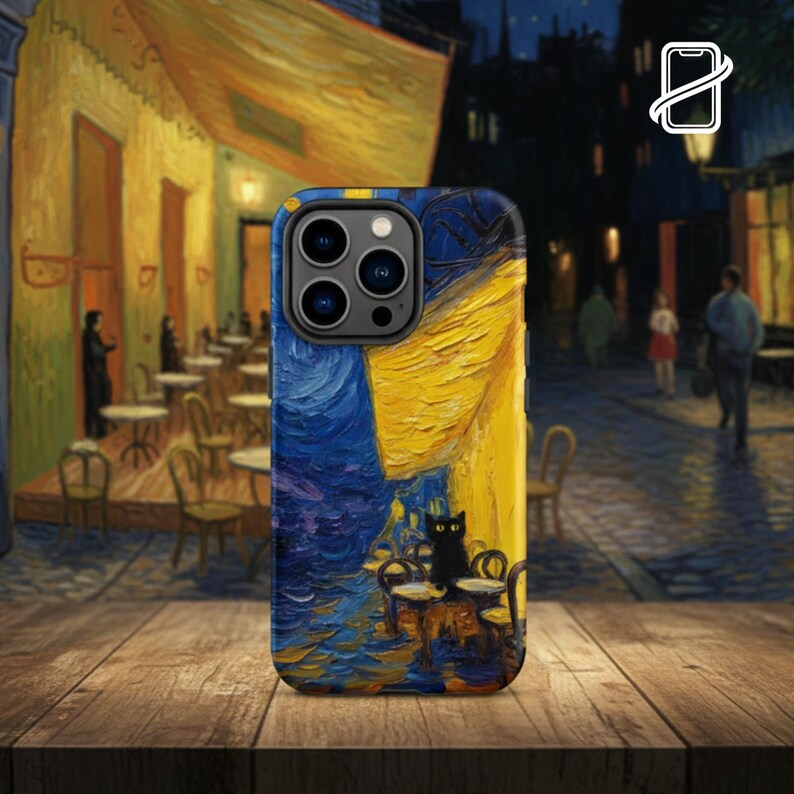 Café Terrace at Night Black Cat Phone Case – Van Gogh Inspired Tough ...