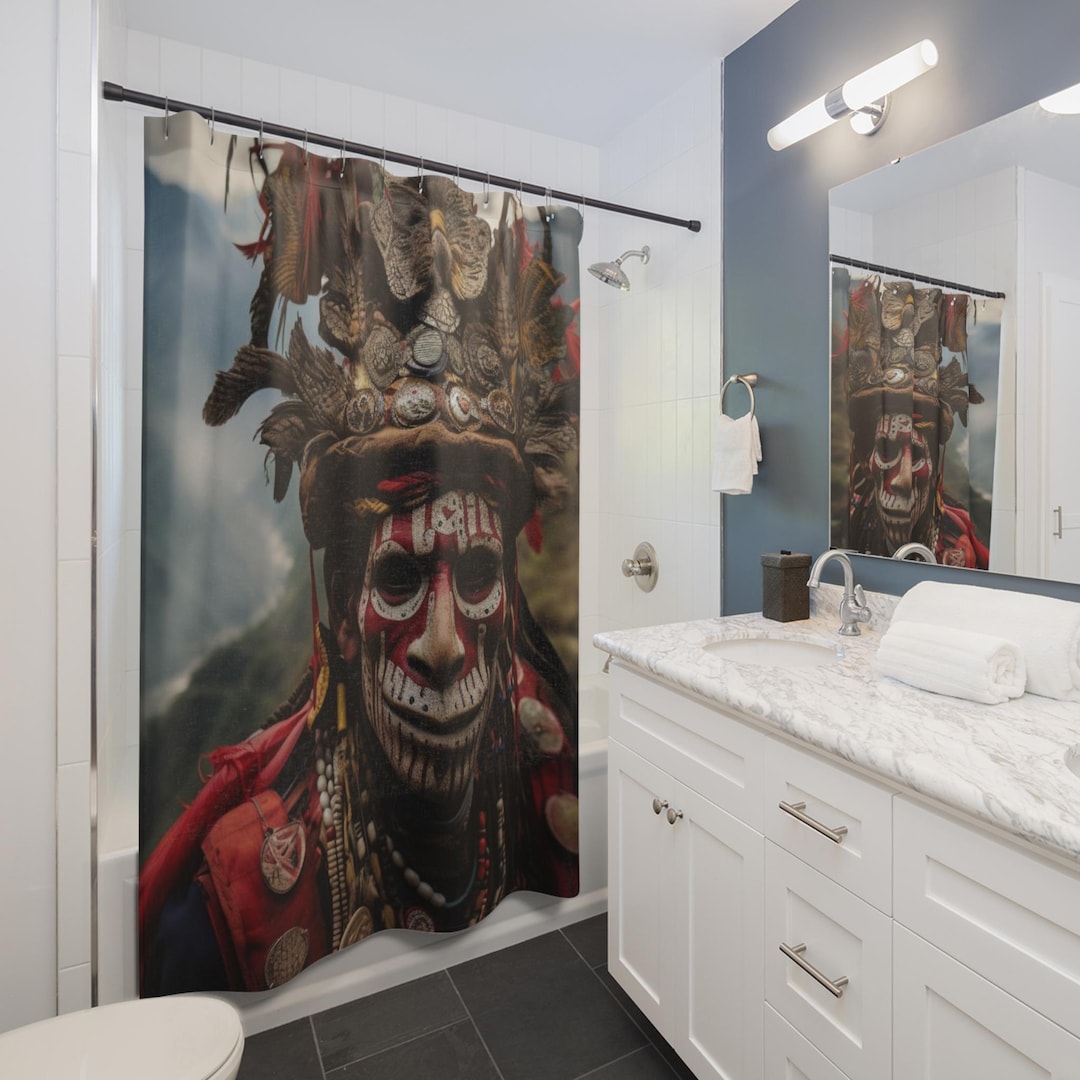 Peru Shower Curtain | Voodoo Totem, Dark Ritual Decor, Gift for Couples ...