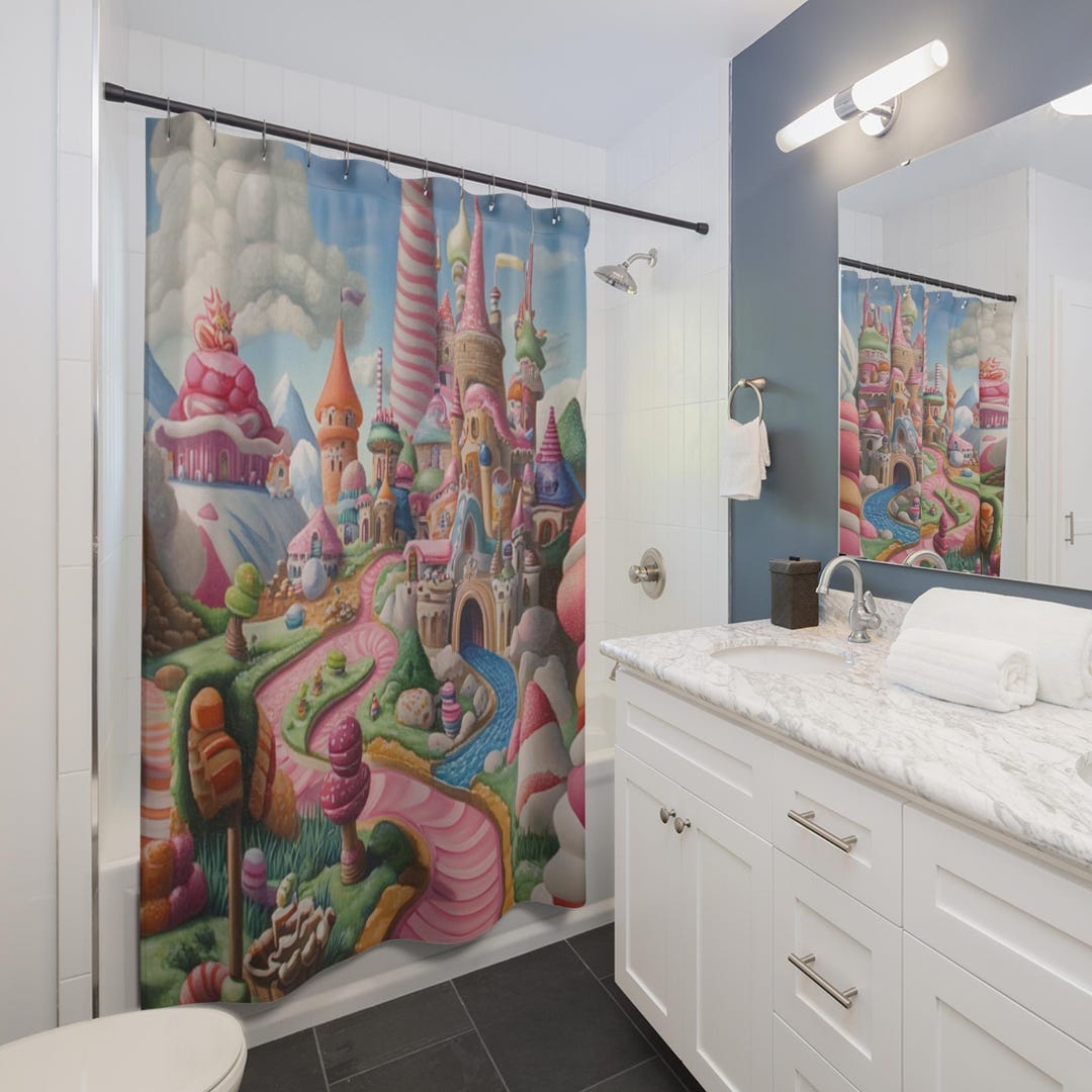 Candyland Adventures Shower Curtain | Fantasy Candyland Bathroom Decor ...