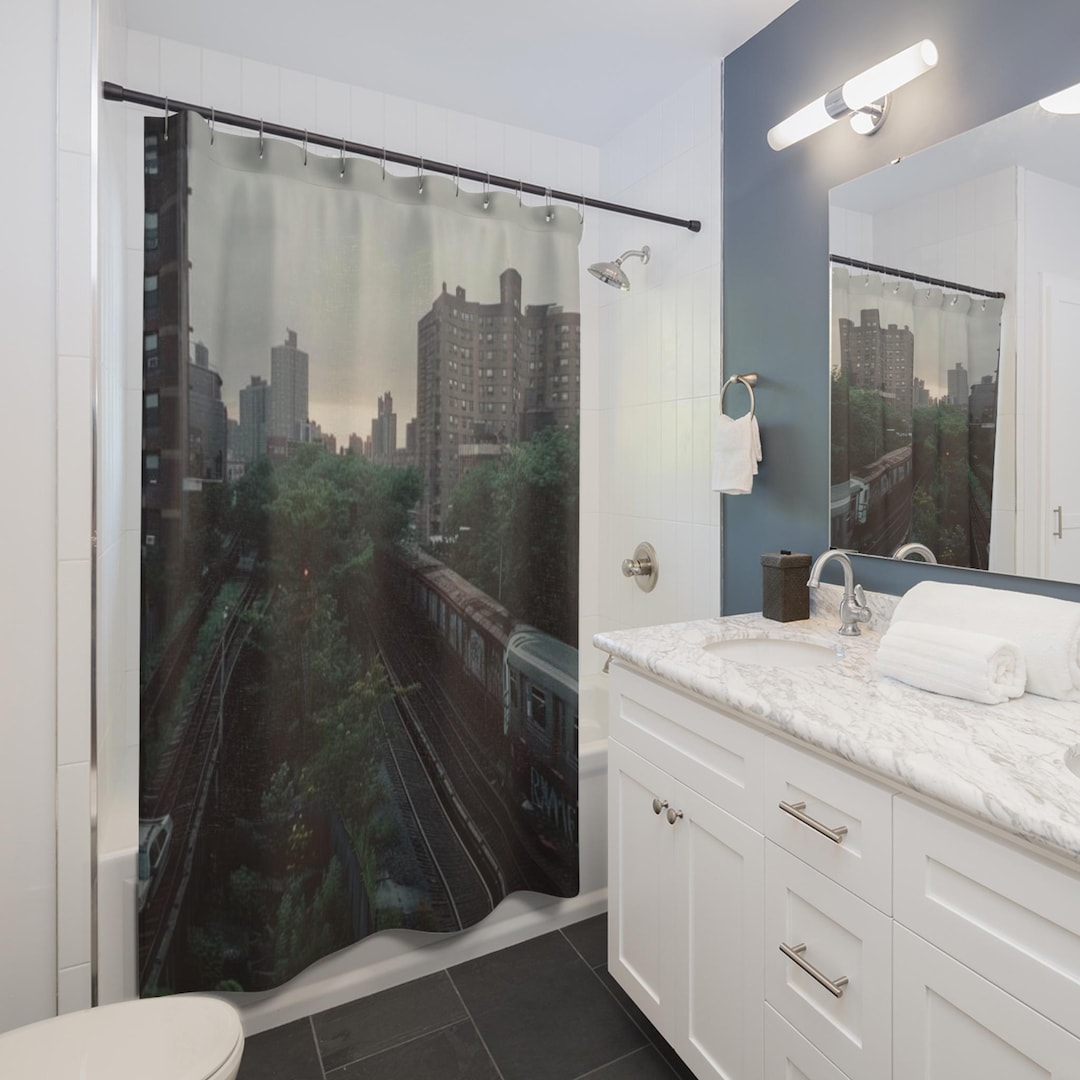 The Bronx Shower Curtain | City Skyline Transit Bathroom, Gift for ...