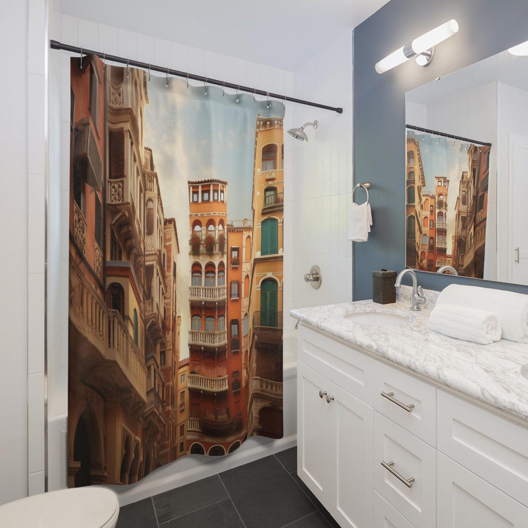 Italian Architecture Shower Curtain | Italian Cityscape Bathroom Decor ...