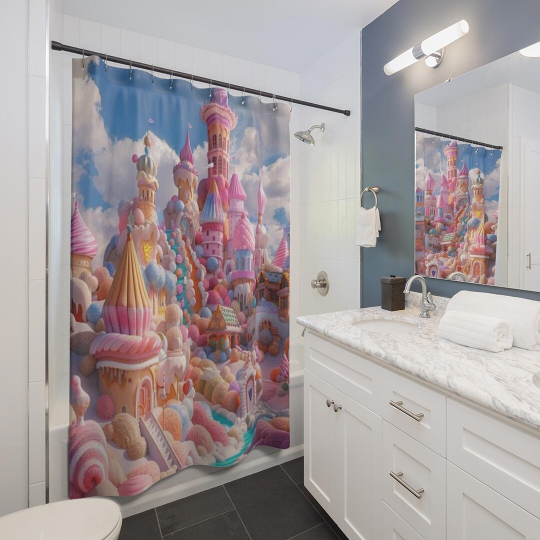 Candyland Kingdom Shower Curtain | Pastel Fantasy Bathroom Decor, Gift ...