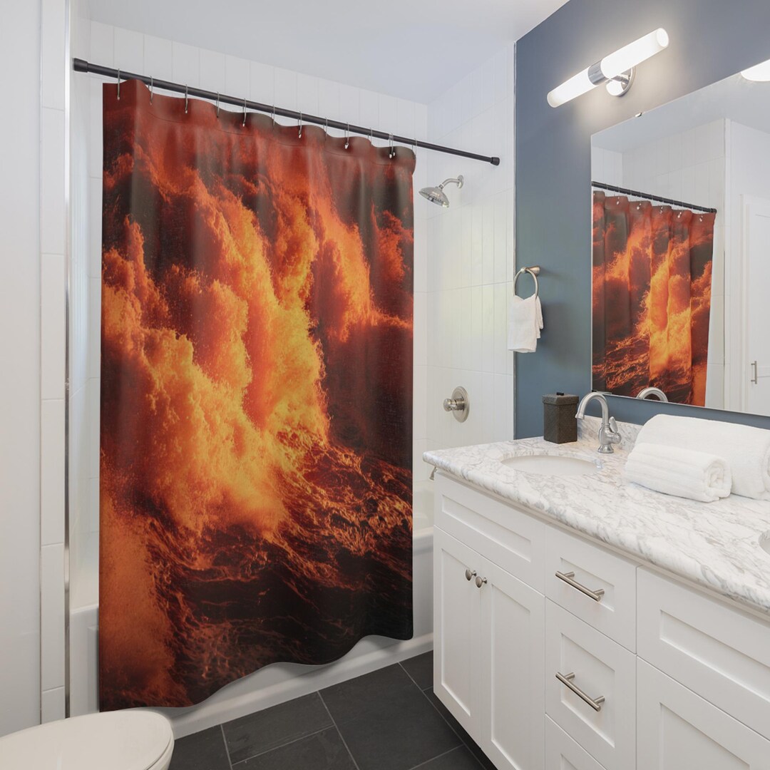 Sea Tempest Surge Shower Curtain | Dramatic Sunset Storm Bathroom, Gift ...