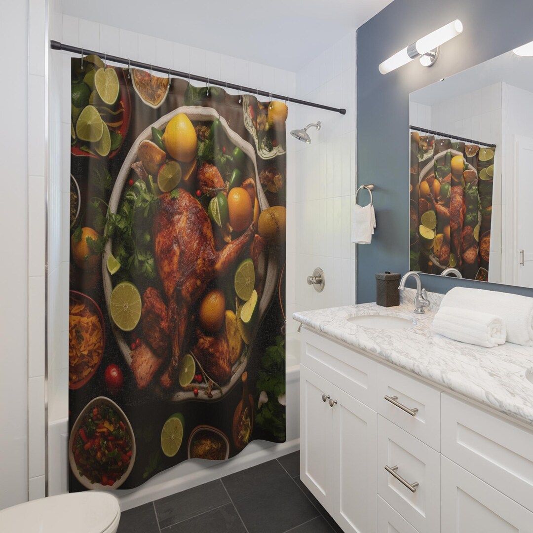 Brazil Food Shower Curtain | Food Kitchen Decor, Gift for Couples, Home ...