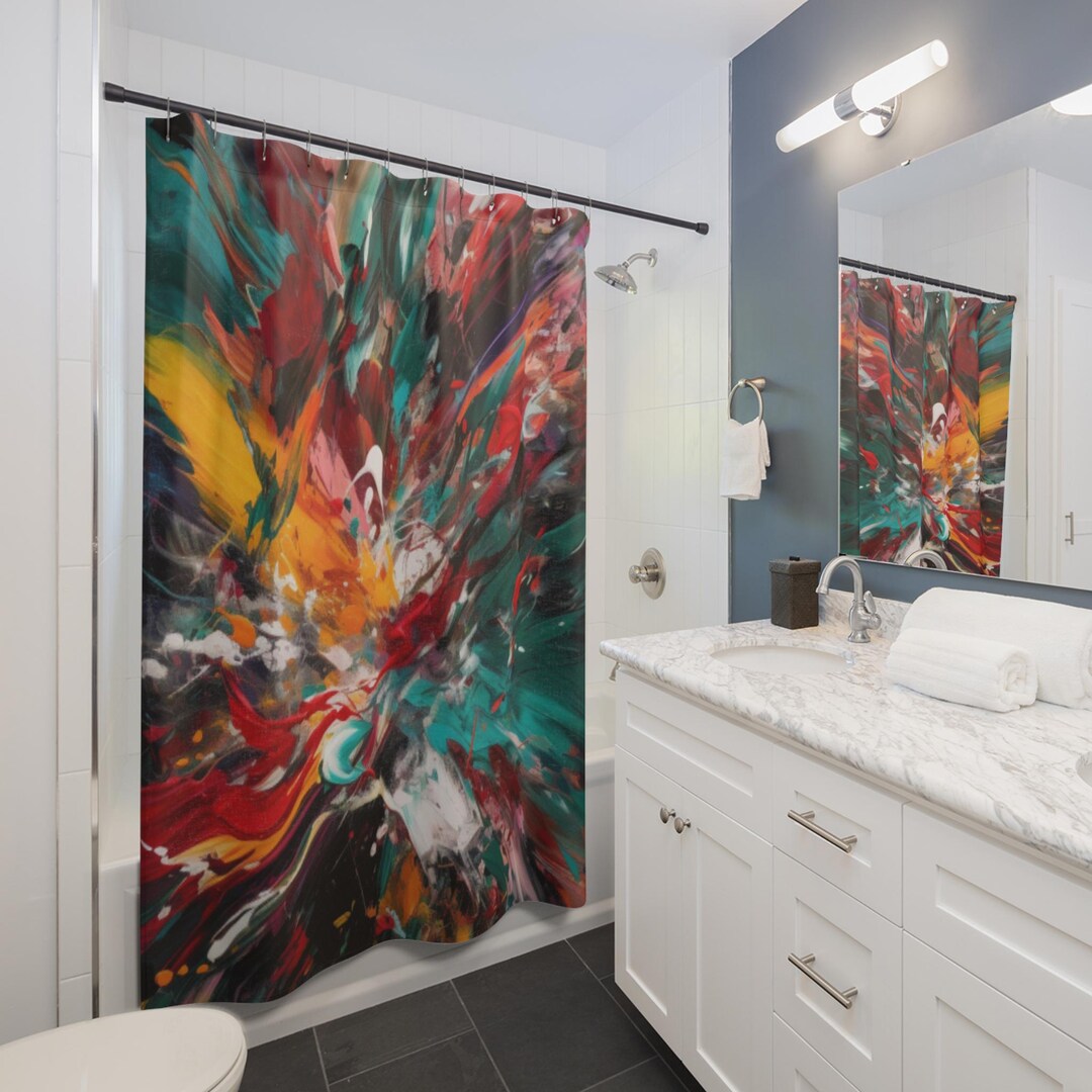 Brushstroke Riot Flow Shower Curtain | Paint Splash Bathroom Decor ...