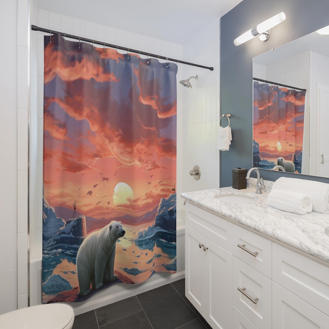 Polar Bear Paradise Shower Curtain | Arctic Landscape, Ocean Ice, Gift ...
