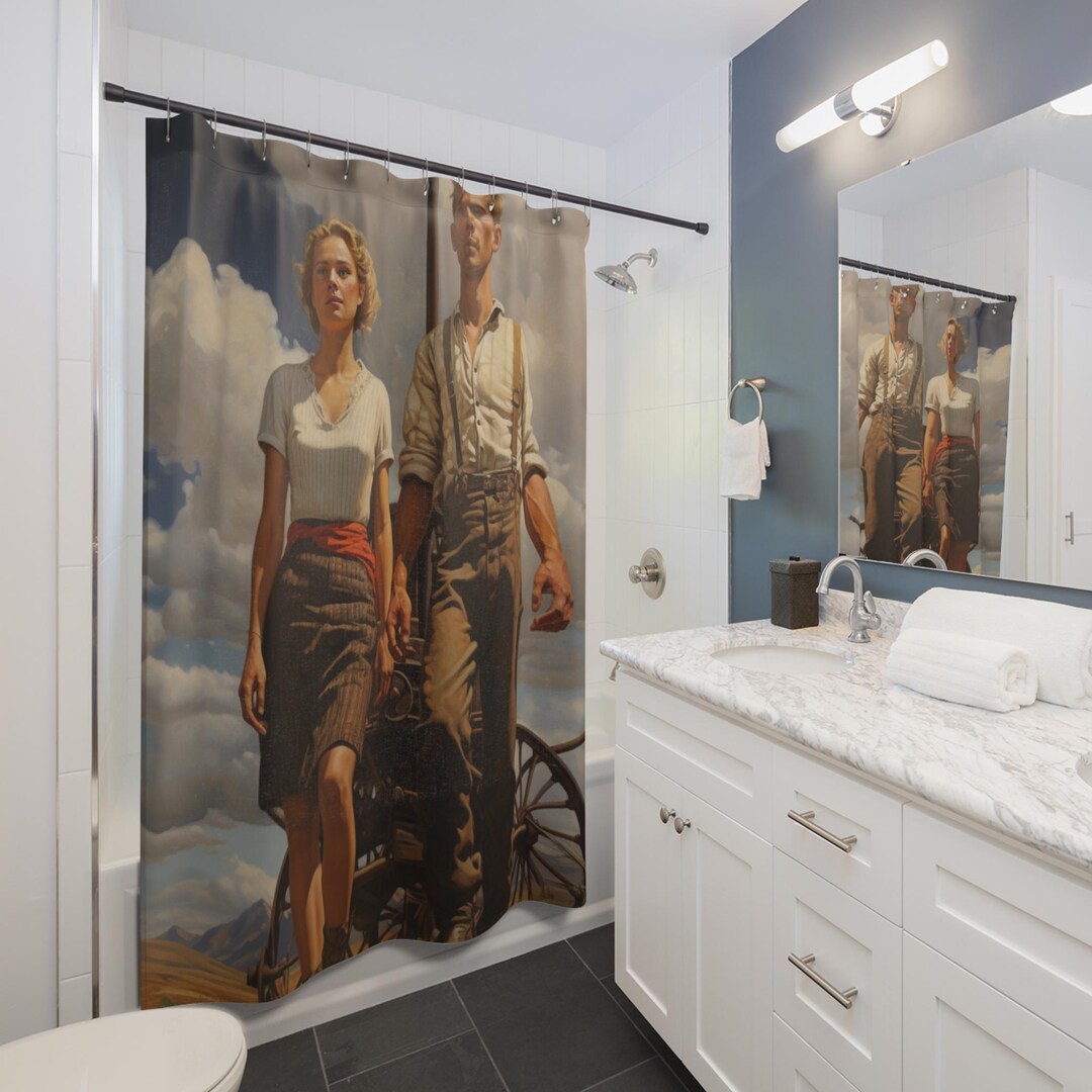Pioneer Shower Curtain | Rustic Americana Farmhouse Decor, Gift for ...