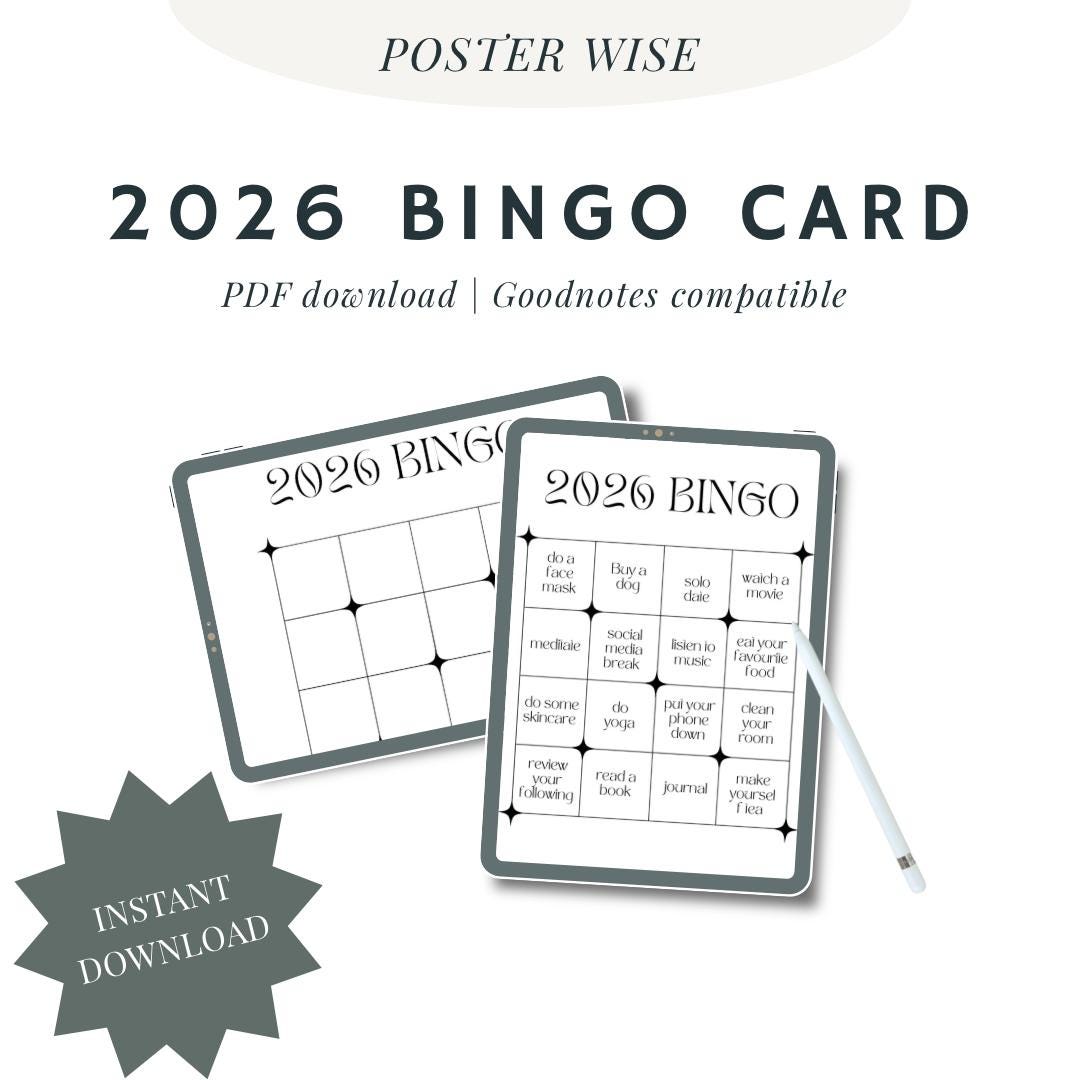 Goal Tracker Bingo Card: 2026 Planner Template (canva Editable) - Etsy