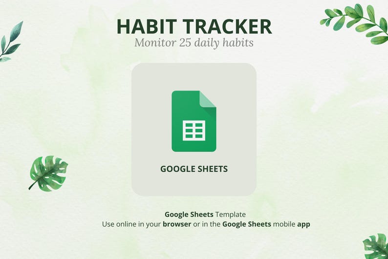 Habit Tracker Google Sheets Template | Daily Habit Planner Weekly Goal ...