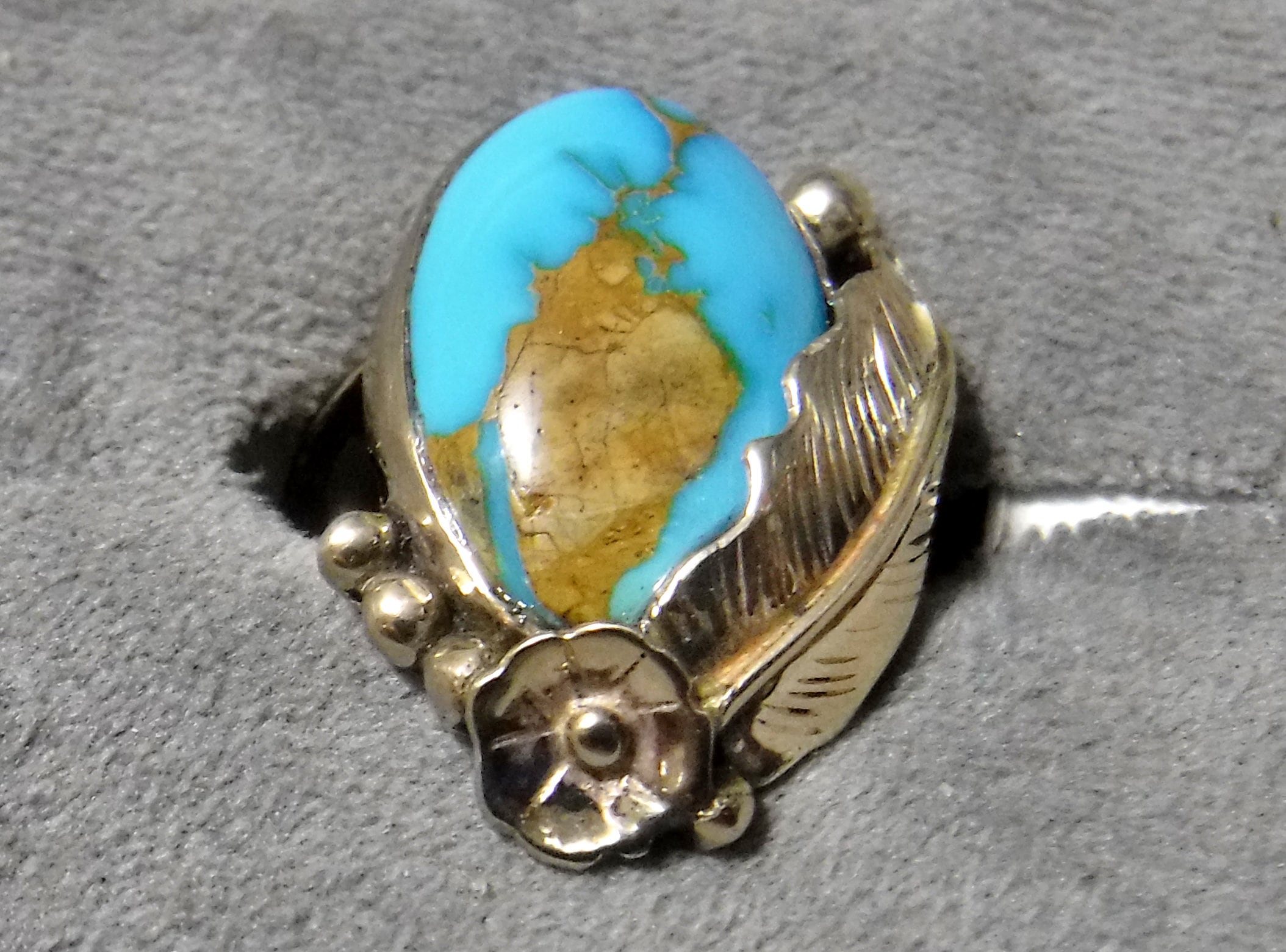 Natural Royston Turquoise Ring Set in 14K Gold 1549-L | Etsy