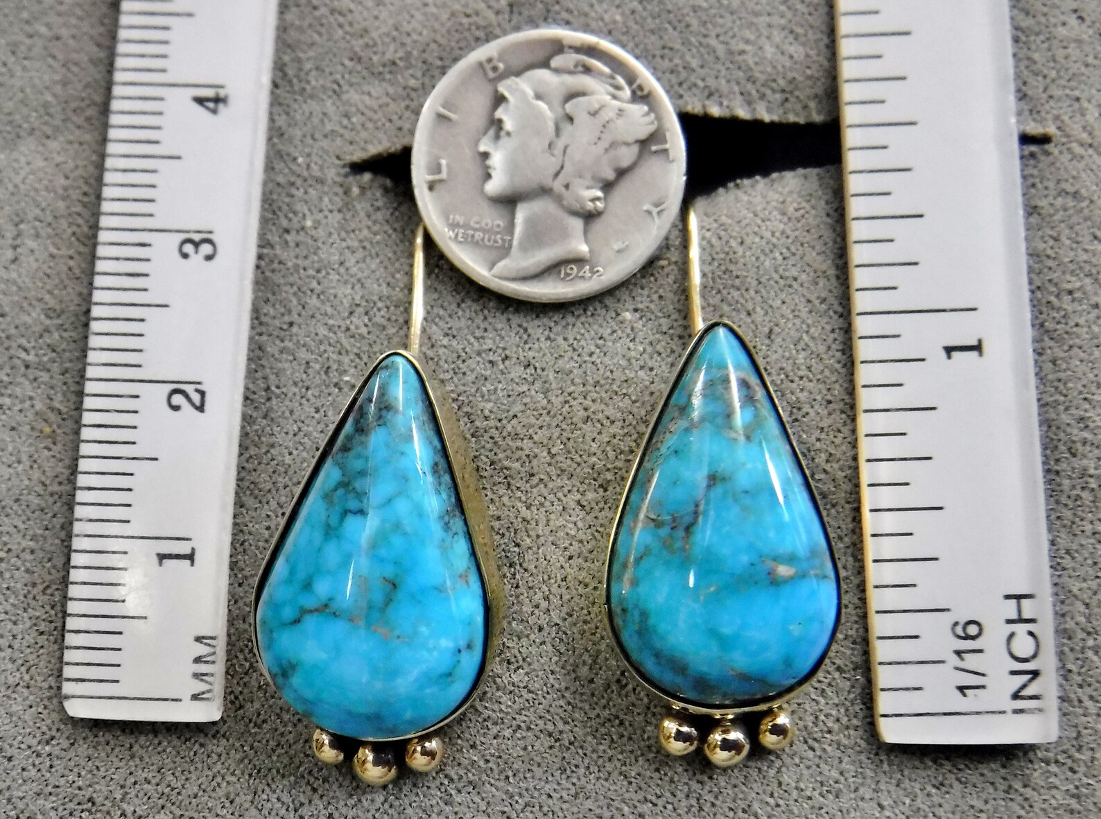 Large Natural Bisbee Turquoise in 14K Gold # 1437-bo - Etsy