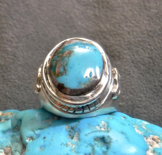 Rare Natural Bisbee Turquoise Men’s Ring #1733-BP - Gem
