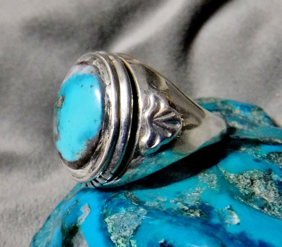 Rare Natural Bisbee Turquoise Men’s Ring #1733-BP - Gem