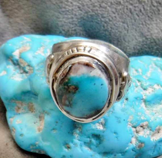 Rare Natural Bisbee Turquoise Men’s Ring #1733-BP - Gem
