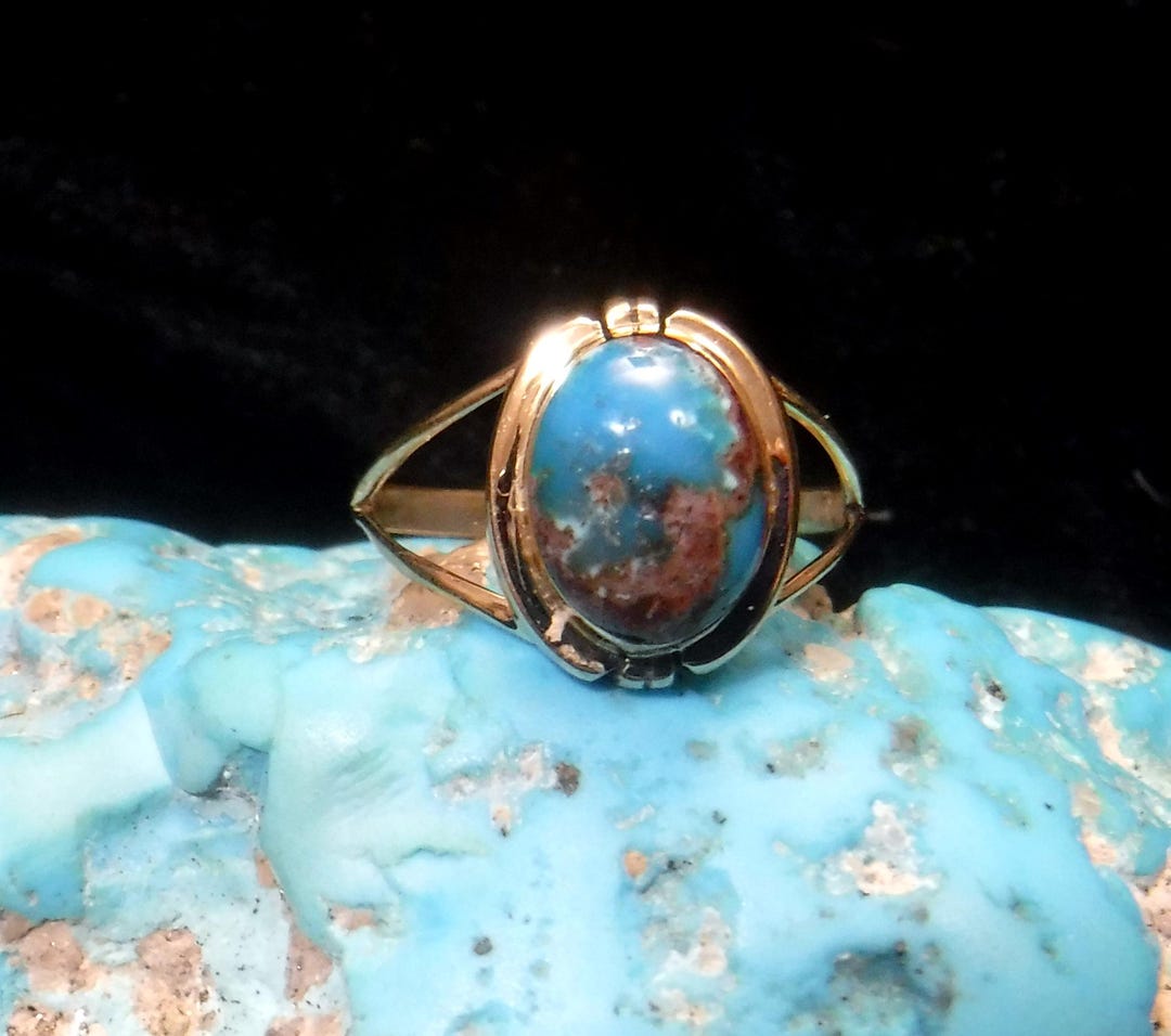 The Best of the Best Natural Bisbee Turquoise Ring in 14K Gold # 1844-B ...