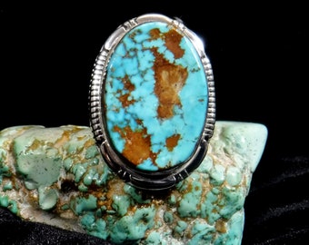 Intence Deep Green Natural Royston Turquoise Men's Ring 1763-B - Etsy