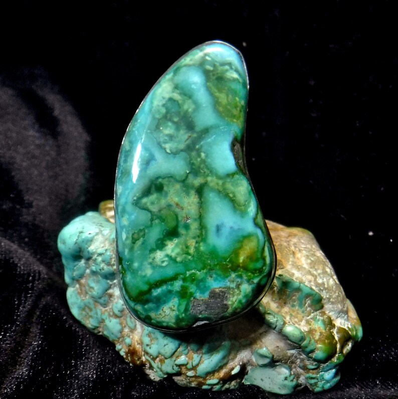 Extra Large Dappled Green Natural Royston Turquoise Ring - Etsy