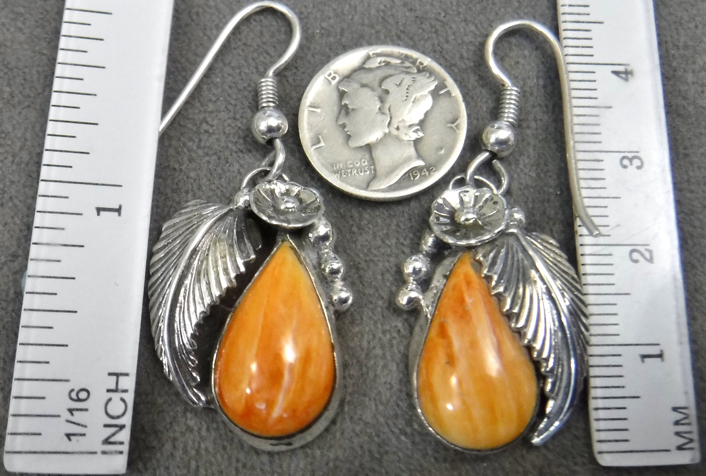 Natural Orange Spiny Oyster Earrings 1454-b - Etsy Ireland