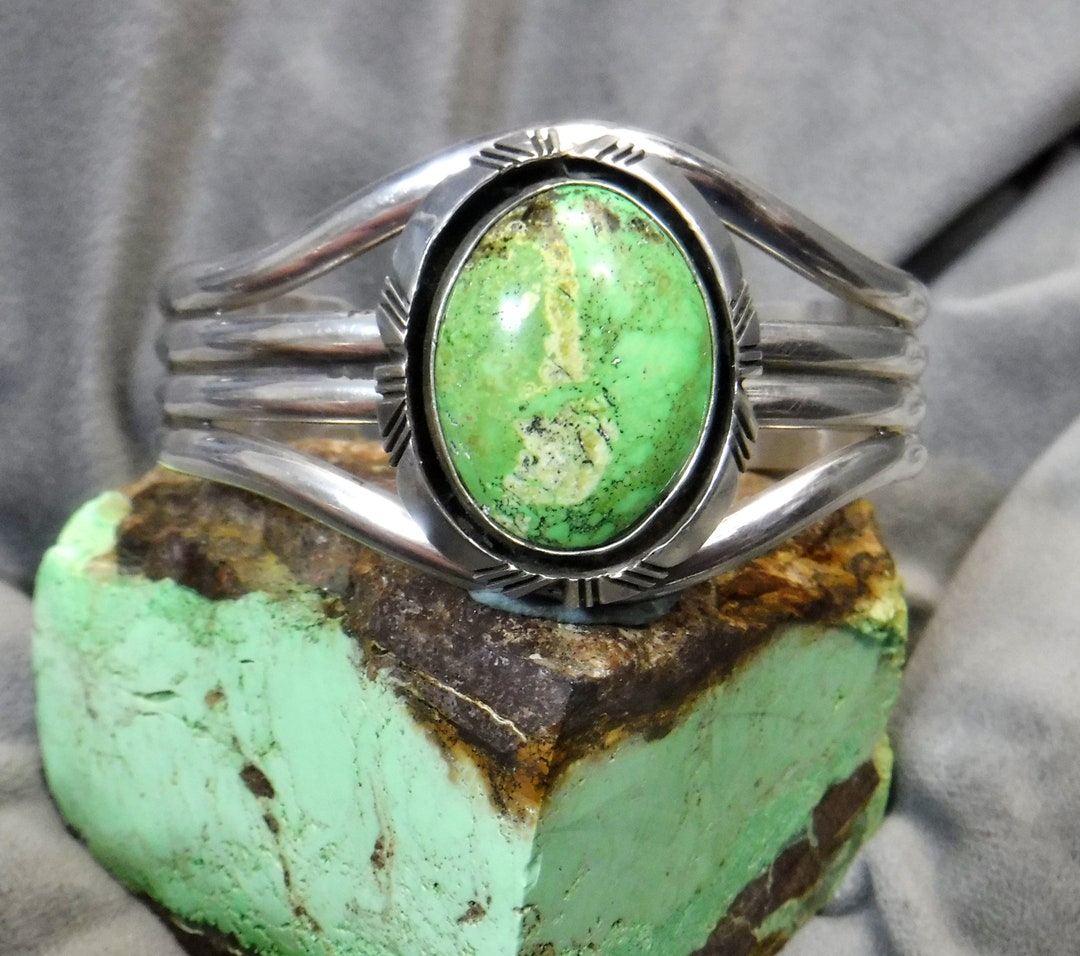 Rare Natural Dappled Green Gaspeite Cuff Bracelet #1718-BG - Etsy