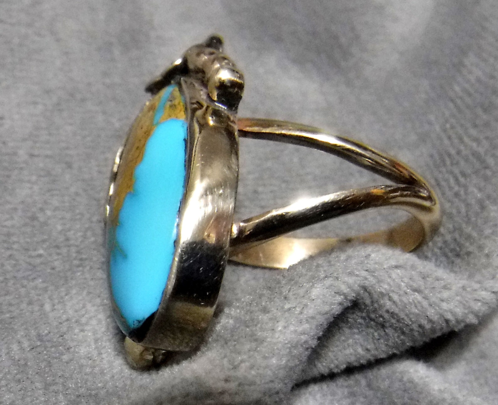 Natural Royston Turquoise Ring Set in 14K Gold 1549-L - Etsy