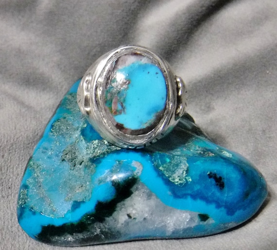 Rare Natural Bisbee Turquoise Men’s Ring #1733-BP - Gem