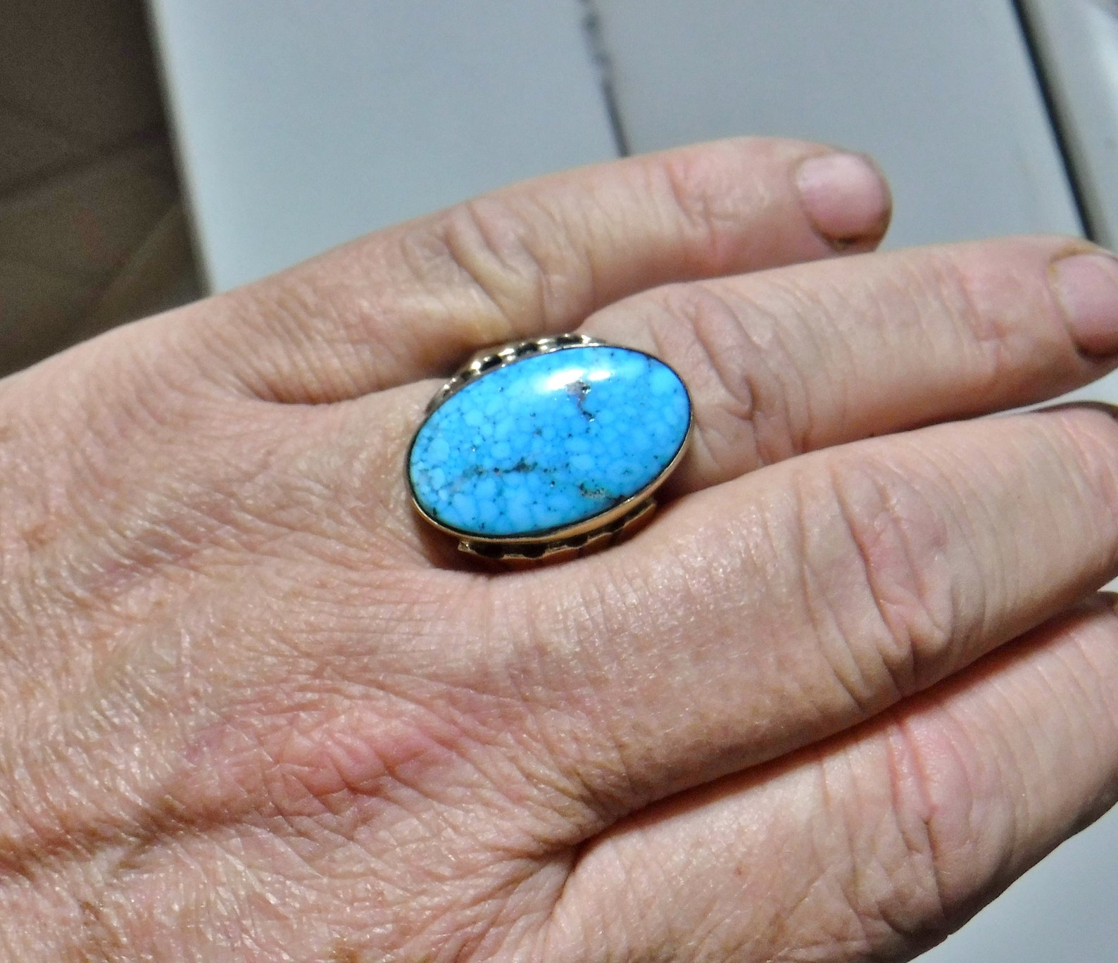 Candelaria Turquoise Set in 14K GOLD - Etsy