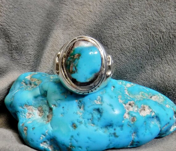 Rare Natural Bisbee Turquoise Men’s Ring #1733-BP - Gem