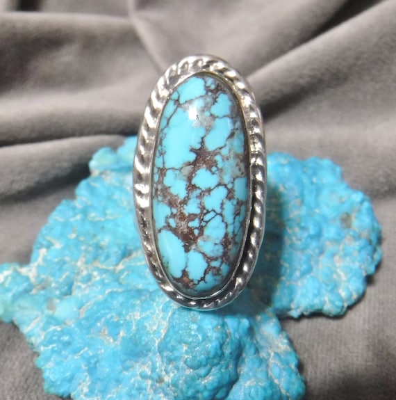Rare Natural Spider Web Bisbee Turquoise Ring 1641-S | Etsy