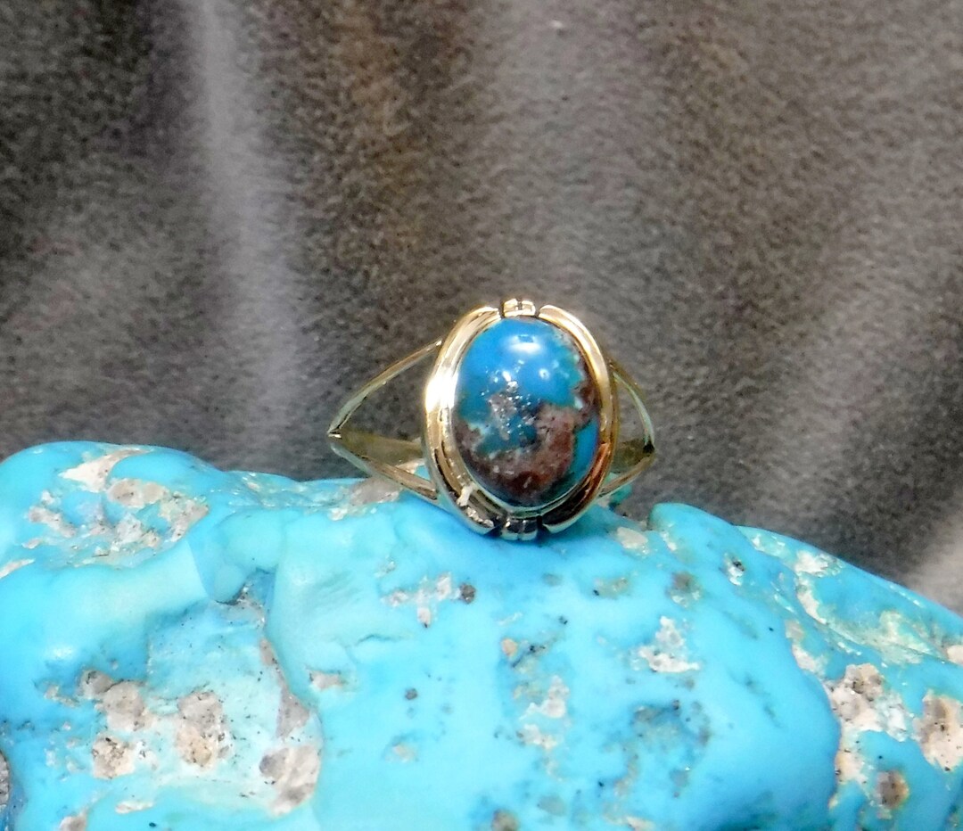 The Best of the Best Natural Bisbee Turquoise Ring in 14K Gold 1745-Y ...