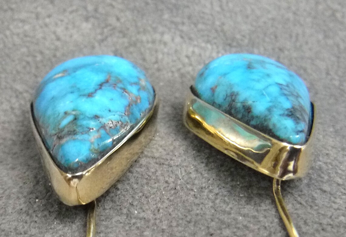Large Natural Bisbee Turquoise in 14K Gold # 1437-bo - Etsy