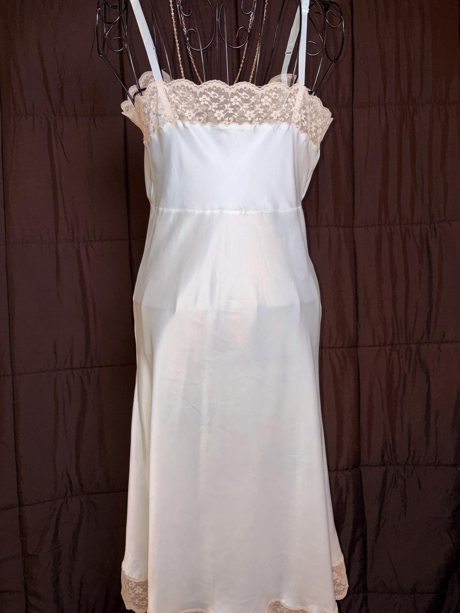 Vintage Blue Lace Trim Slip Dress | 1950s Corhan Noumair Lingerie - Etsy