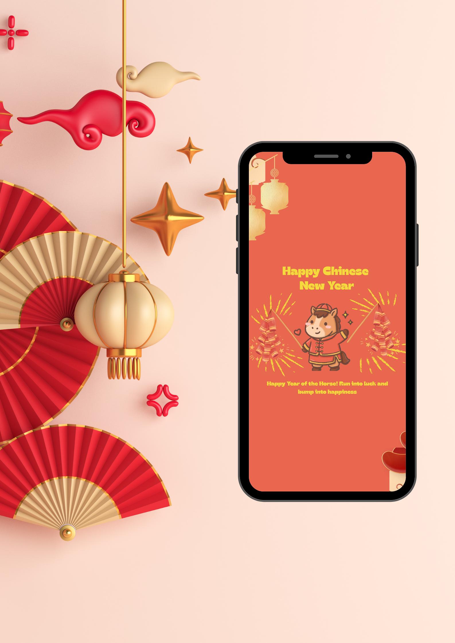 Chinese New Year Gift Card | Year of the Horse 2026 | Cute Lunar New ...