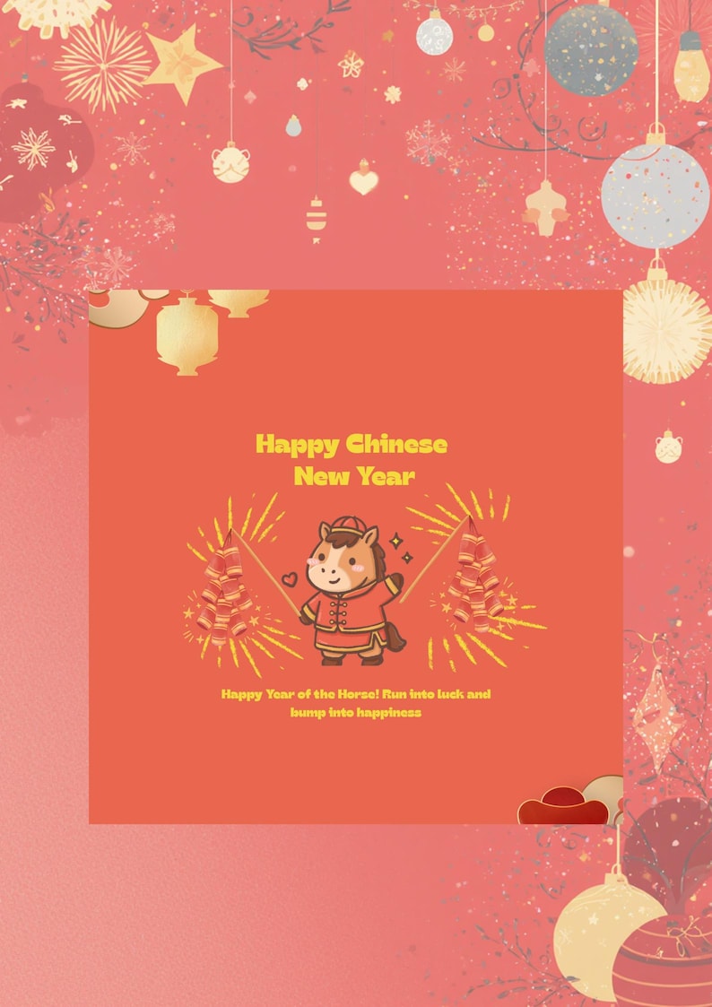 Chinese New Year Gift Card | Year of the Horse 2026 | Cute Lunar New ...