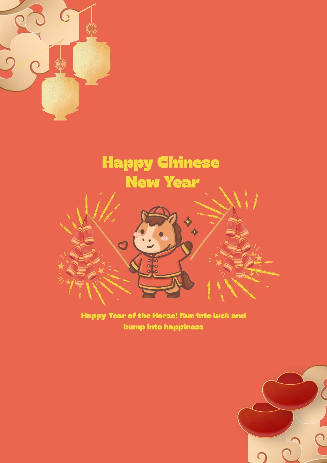 Chinese New Year Gift Card | Year of the Horse 2026 | Cute Lunar New ...