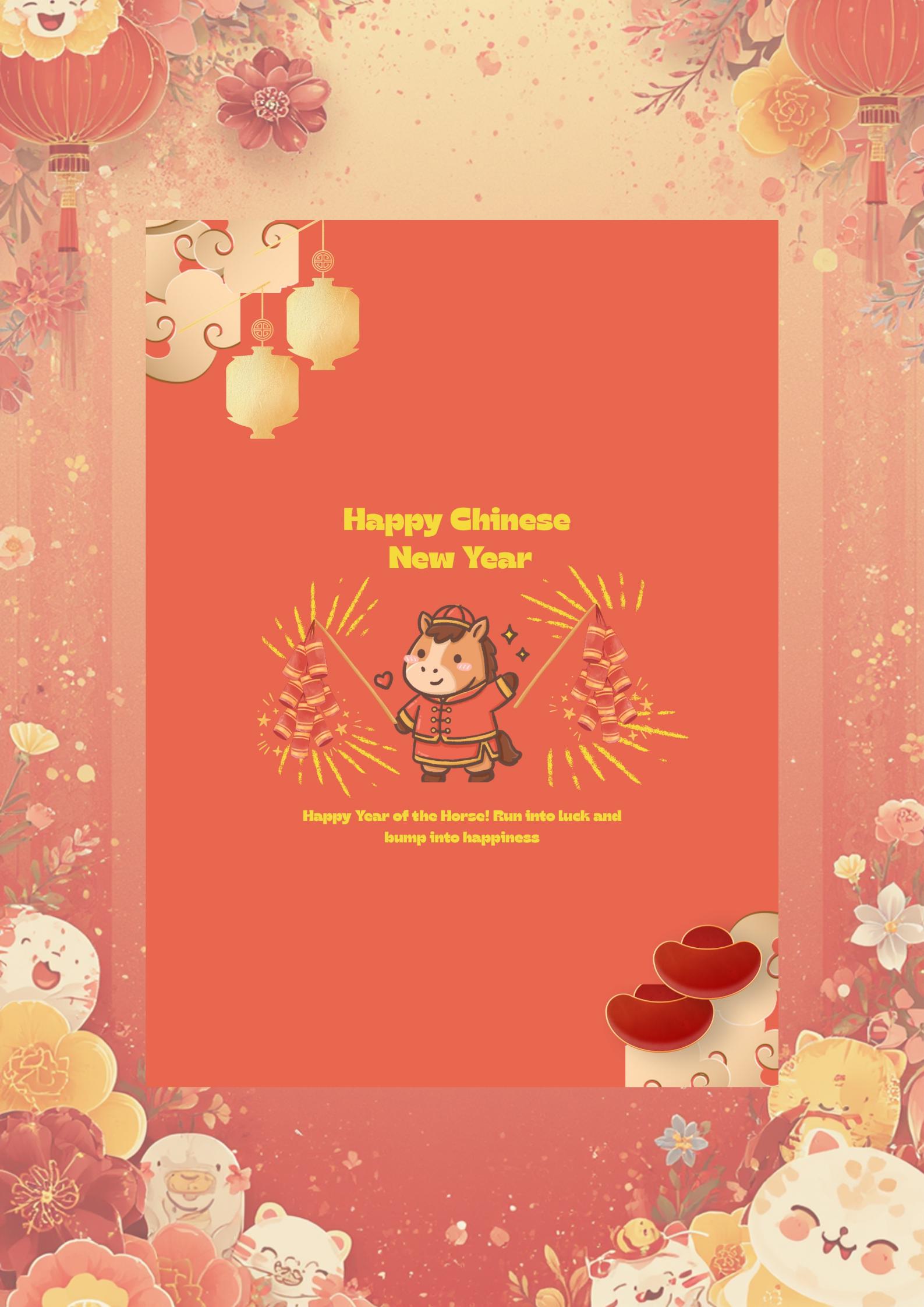 Chinese New Year Gift Card | Year of the Horse 2026 | Cute Lunar New ...