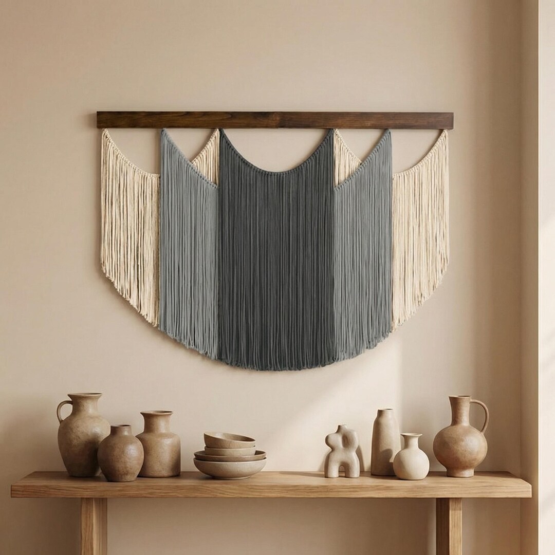 Large Macrame Wall Hanging, Neutral Fiber Art, Boho Scandinavian Decor ...
