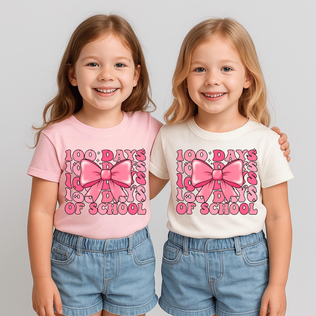 100th Day of School PNG | Pink Bow Design (digital Download) - Etsy
